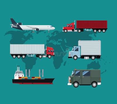 Collection Truck Plane Ship Delivery Shipping Transportation World
