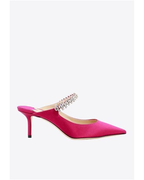 Jimmy Choo Bing 65 Crystal Embellished Mules In Pink Lyst