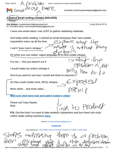 Kyle Milligan A Typical Email Writing Mistake Solved 1 Pdf