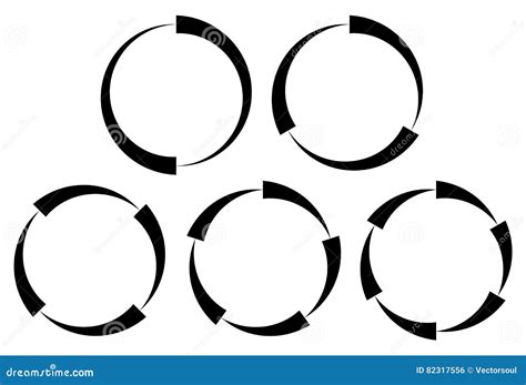 Segmented Circles Set Isolated On A White Background Fraction Big Set