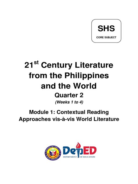 21st Century Literature Q2m1 Shs Lessons 1 4 Final Pdf
