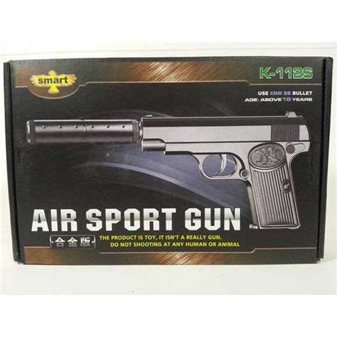 Пистолет пневматический металлический с глушителем Air Sport Gun K-112S ...