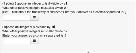Solved Point Suppose An Integer € Is Divisible By 21 What Other