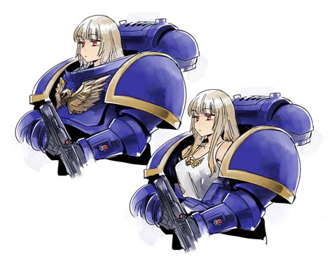Safebooru 1girl Adeptus Astartes Armor Bangs Blonde Hair Blunt Bangs