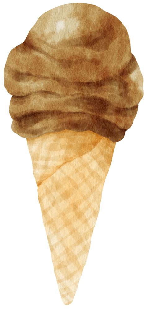 Chocolate Icecream Cone Watercolor Illustration For Summer Decorative