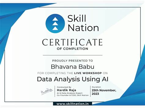 bhavana babu on linkedin skillnation datascience certification dataanalysis ai