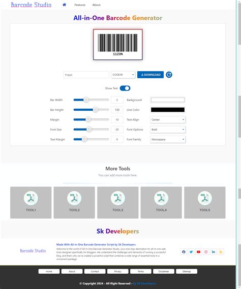 all in one barcode generator built in script template for blogger by