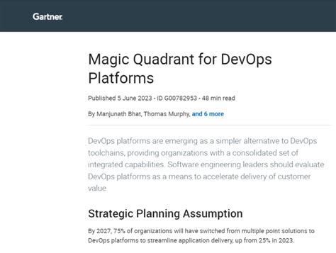Gartner Magic Quadrant For Devops Platforms Content Lead