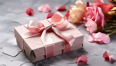 AI Generated Romantic Gift Box Wrapped In Pink Wrapping Paper Generated By AI Stock
