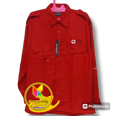 Jual Kemeja Palang Merah Indonesia Seragam Pmi Baju Merah S Pendek