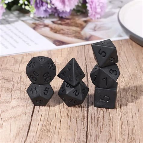 7pcsset Polyhedral Black Dice Set Game Dice For Trpg Dnd Accessories