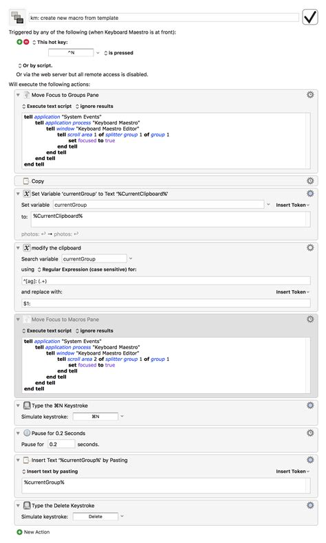 I Would Like To Create A Template For New Macros Created According To