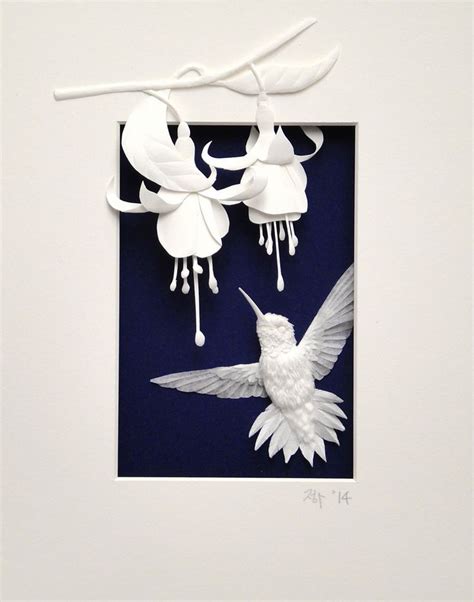 Hummingbird And Fuchsia Paper Sculpture Paper Art Paper Cut Art