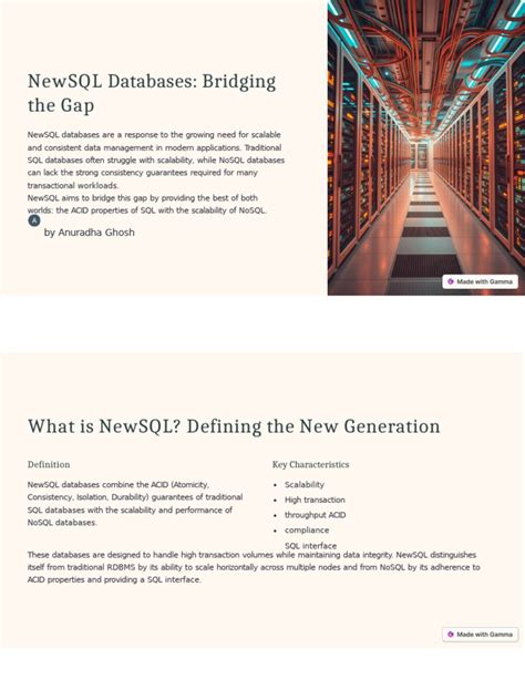 Newsql Databases Bridging The Gap Pdf No Sql Databases