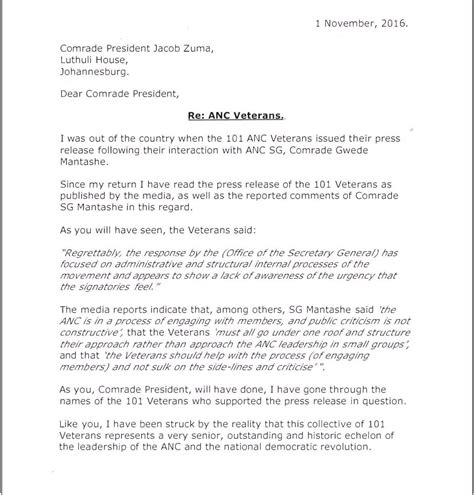 Read Thabo Mbekis Letter To President Zuma