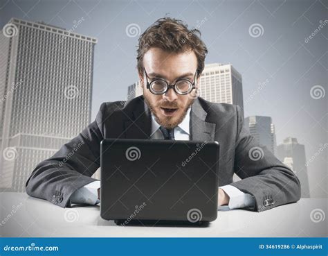 Nerd Businessman Pensive Gesture Silly Funny Retro Royalty Free Stock