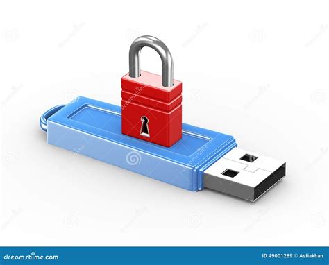 3d Padlock On Usb Flash Drive Stock Illustration Illustration Of Device Plug 49001289