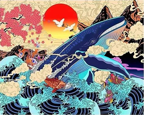 Koi Fish Pintura Al Óleo Japonesa De Ballena Por Número Cuotas sin interés