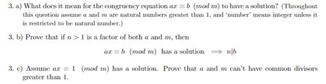 Solved 3 A What Does It Mean For The Congruency Equation