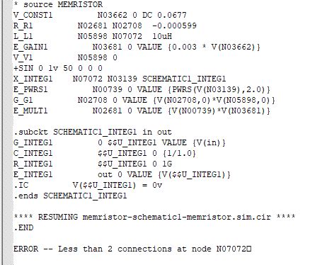 Pspice Error Less Than Connections At Node N Csdn