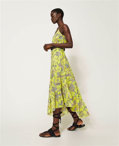 Robe en mousseline avec imprimé floral Femme Jaune TWINSET Milano