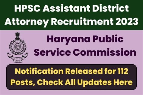 Hpsc Assistant District Attorney Recruitment 2023 Notification And