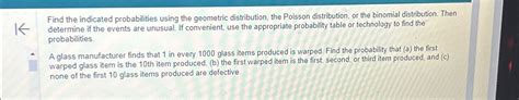 Solved Find The Indicated Probabilities Using The Geometric