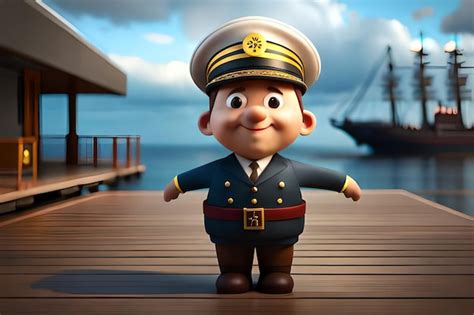 Premium Ai Image Cute Cartoon Character In Ship Captain Uniform