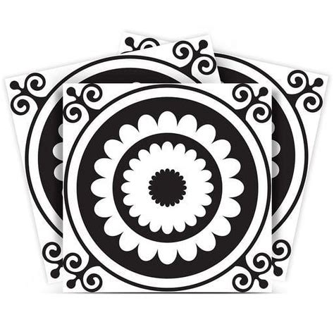 Mi Alma Black White Circle Peel Stick Tiles Vinyl Backsplash 8x8