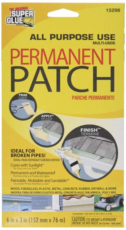 Super Glue Black Permanent Reinforced Polyester Fiberglass Patch