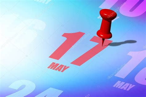 17 De Mayo Día 17 Del Mes Fecha Roja Escrita Y Fijada En Un