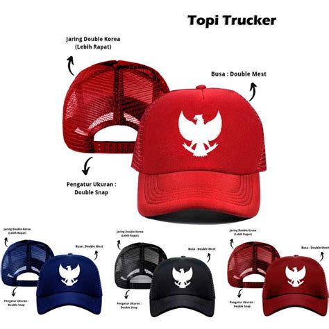 Jual Topi Trucker Jaring Sablon Lambang Garuda Indonesia Polos