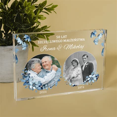 50 Lat Szczęśliwe Małżeństwo Druk Na Szkle Spersonalizowany Prezent