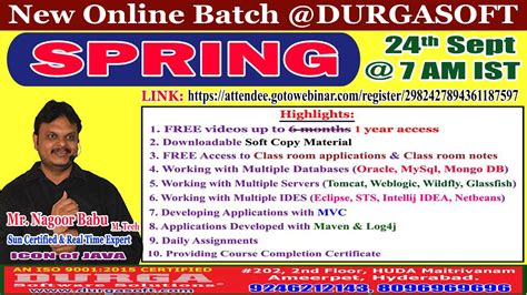 spring online training durgasoft youtube