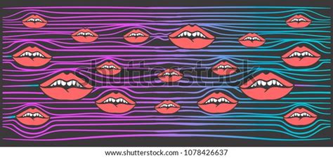 Pattern Lips Gardient Lines Stock Vector Royalty Free 1078426637
