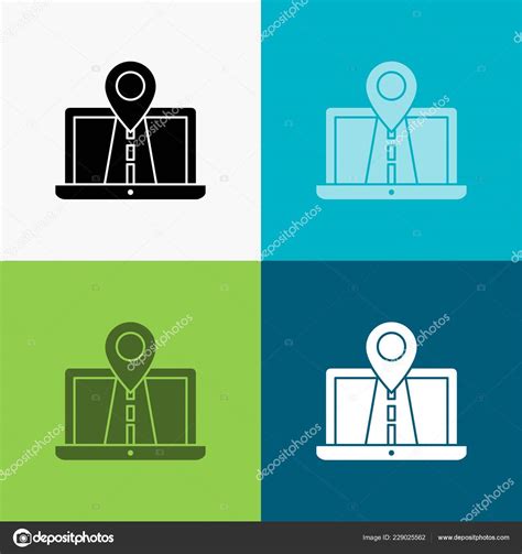 Navigation Map System Gps Route Icon Various Background Glyph Style Stock Vector By ©flatart