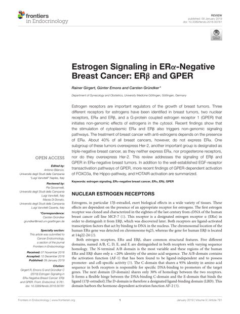 Pdf Estrogen Signaling In Erα Negative Breast Cancer Erβ And Gper