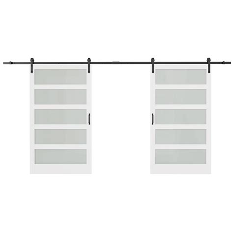 Ark Design 96 In X 84 In Frosted Glass White Mdf Sliding Barn Door