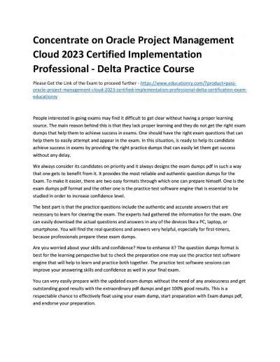 Pdf Concentrate On Oracle Talent Management Cloud 2023 Certified Implementation Professional