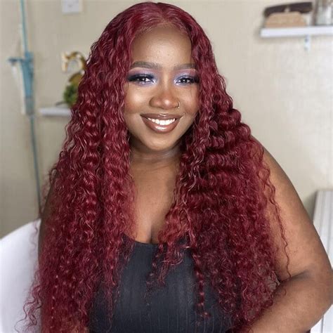 99j Burgundy Wig Deep Wave Glueless Wear And Go Pre Cut Lace Closure Wi