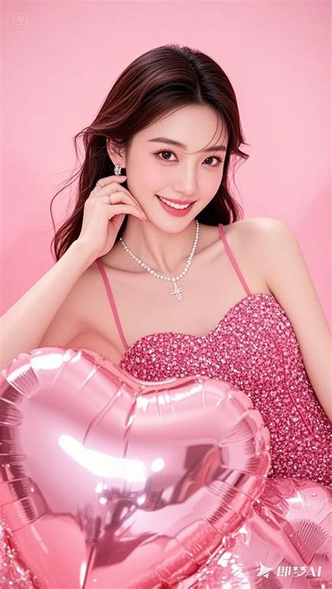 粉色气球美女 13 花瓣网