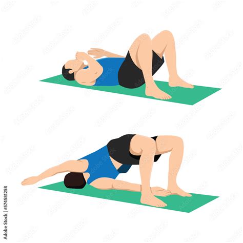 Man Doing Hip Raises Butt Lift Bridges Twisting Shoulder Bridge