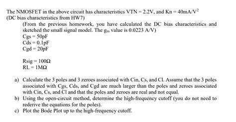 Problem 1 Common Source Amplifier Bode Plot The