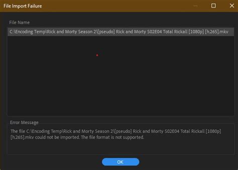 H265 File Format Not Supported Found Unofficial S Adobe Product