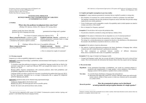 Pdf Investigating Mismatch Between Production And Perception Of