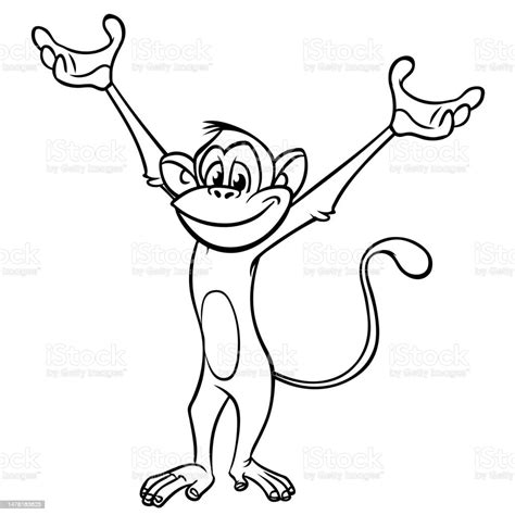 Kartun Simpanse Monyet Lucu Diuraikan Ilustrasi Vektor Karakter Monyet