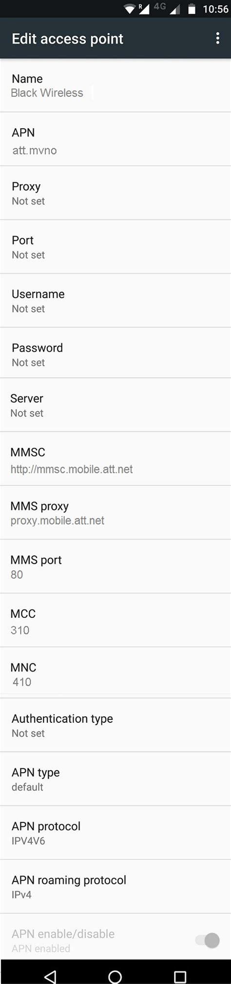 black wireless apn settings for android 2025 5g 4g apn usa