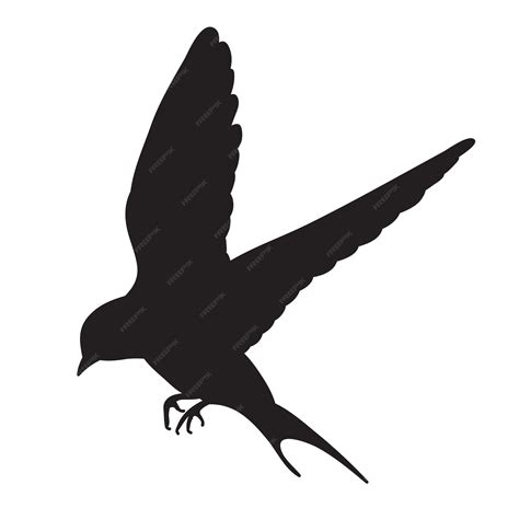 Silhueta De Uma Andorinha Voando Sobre Um Vetor De Fundo Branco Vetor