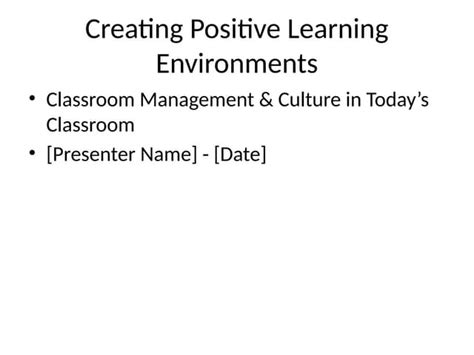 Classroom Management Pd Presentation Pptx