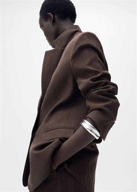 Blazer Recta Traje Lyocell Mujer Mango España Península Y Baleares